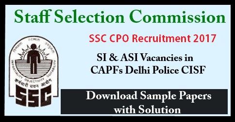 SSC SI Previous Year Question Paper PDF